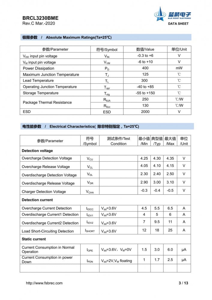 BRCL3230BME datasheet page 3