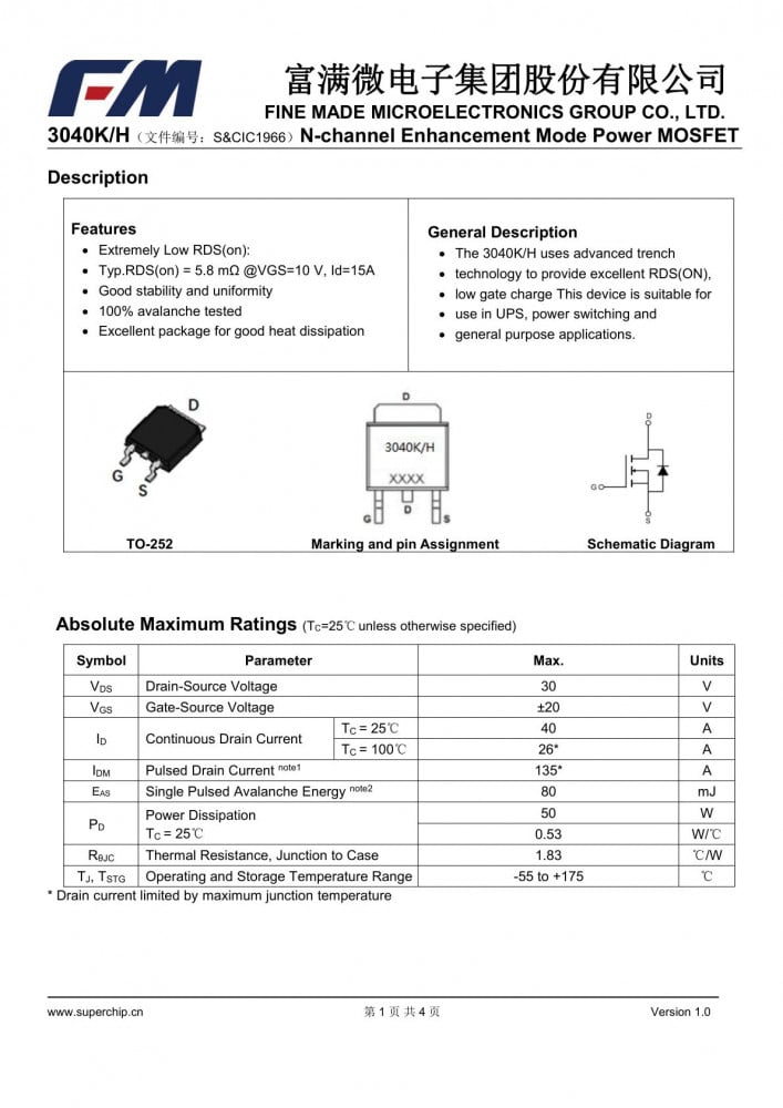 FM 3040K/H datasheet page 1