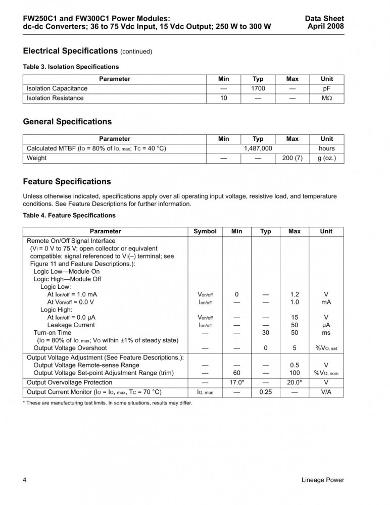 FW300C1 technical document page 4