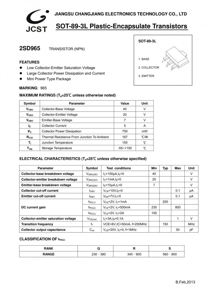 2SD965 datasheet page 1