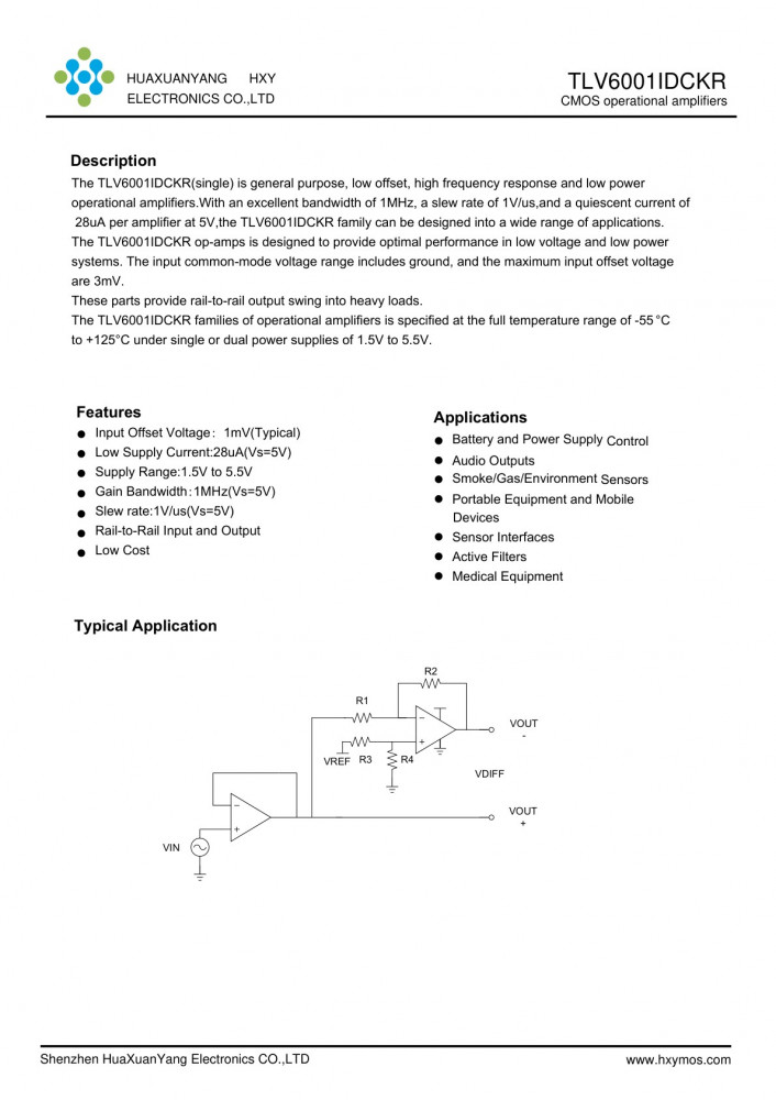 TLV6001IDCKR-HXY datasheet page 1