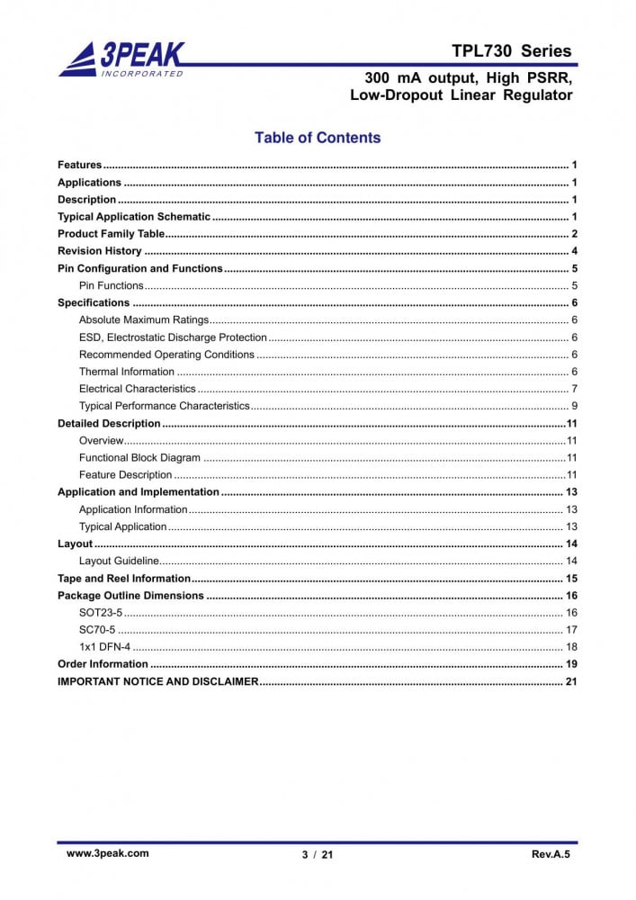TPL730 datasheet page 3