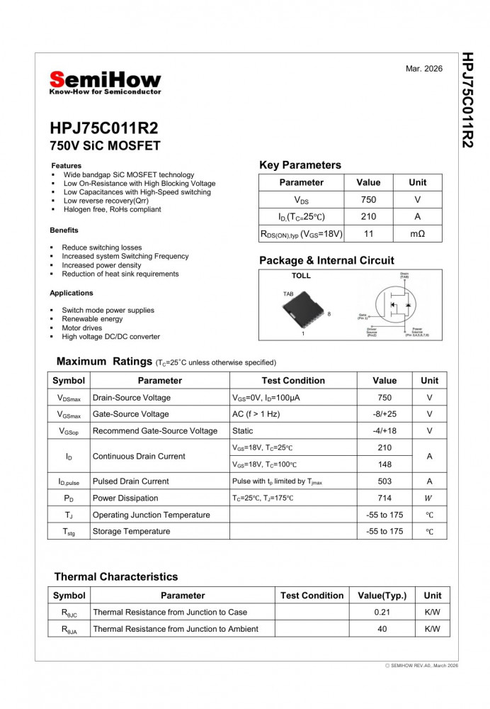 HPJ75C011R2 datasheet page 1