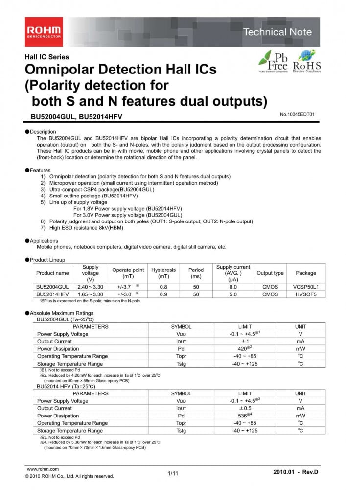 BU52004GUL-E2 technical document page 1