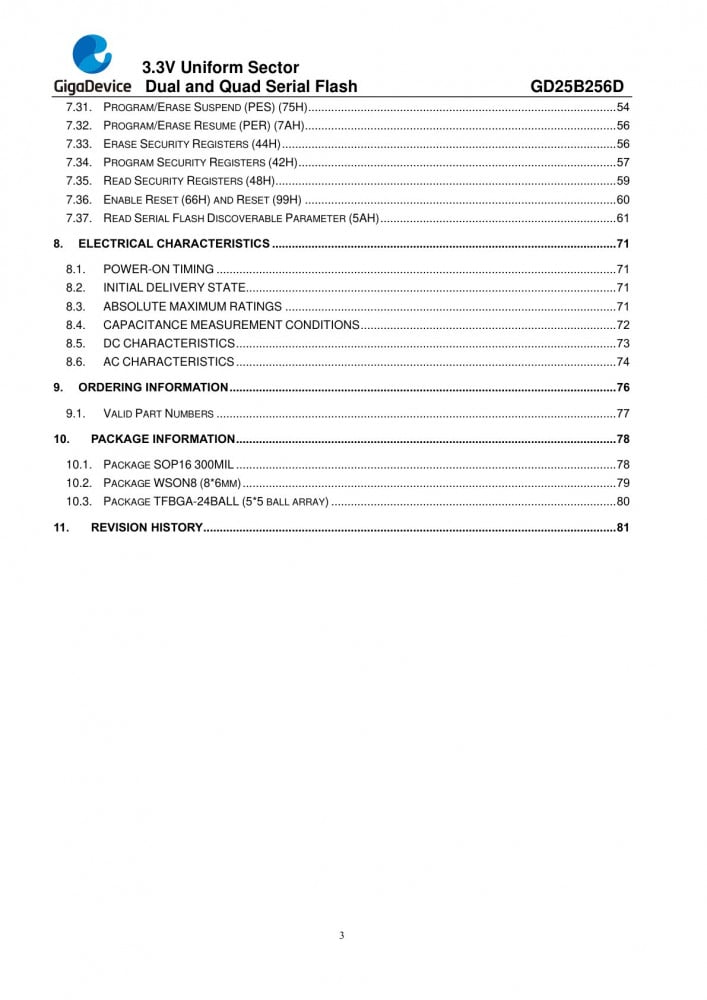 GD25B256D datasheet page 3