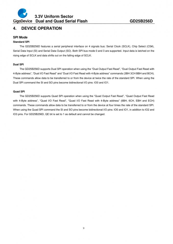 GD25B256D datasheet page 9