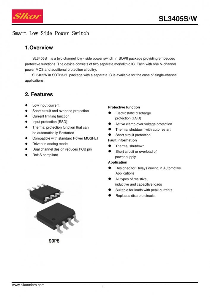 SL3405S datasheet page 1