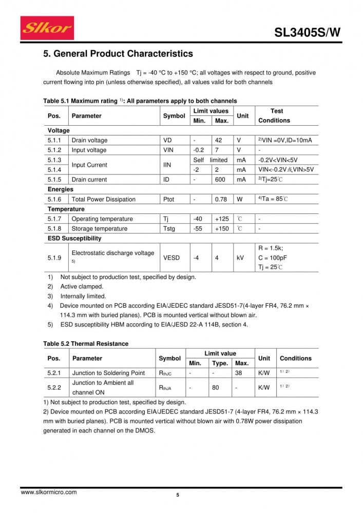 SL3405S datasheet page 5