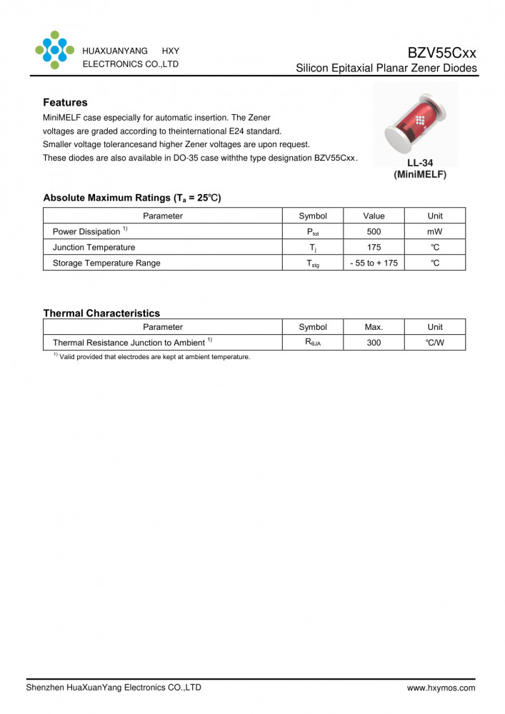 BZV55C5V1 datasheet page 1