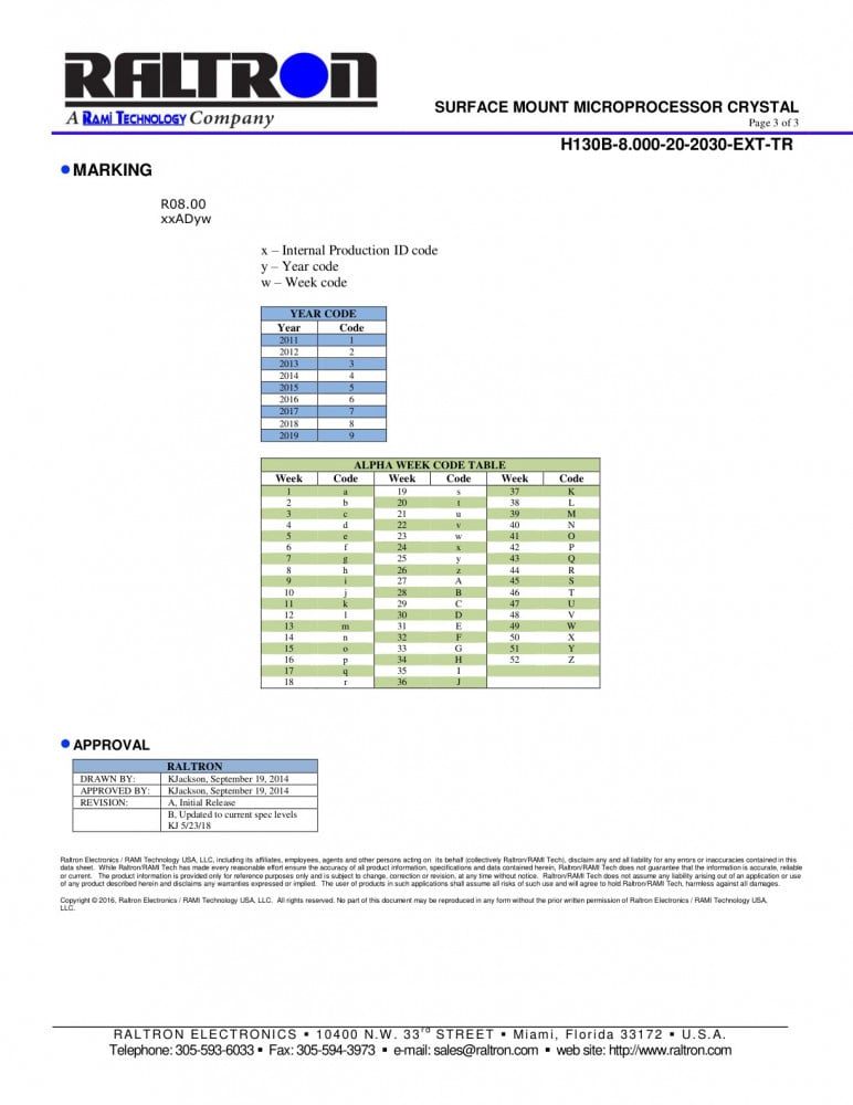 Raltron H130B product document page 3