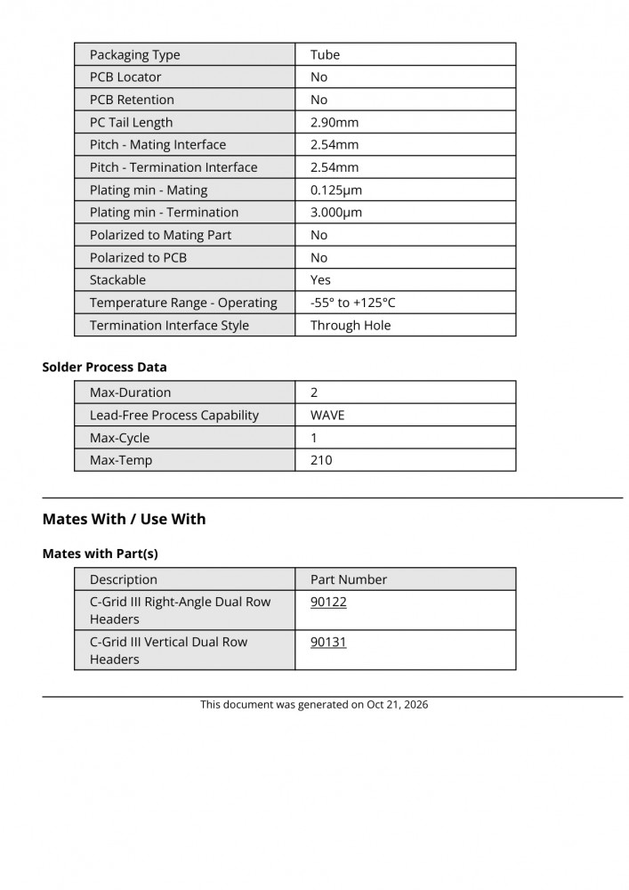 Technical document page 3 for MOLEX 901512518
