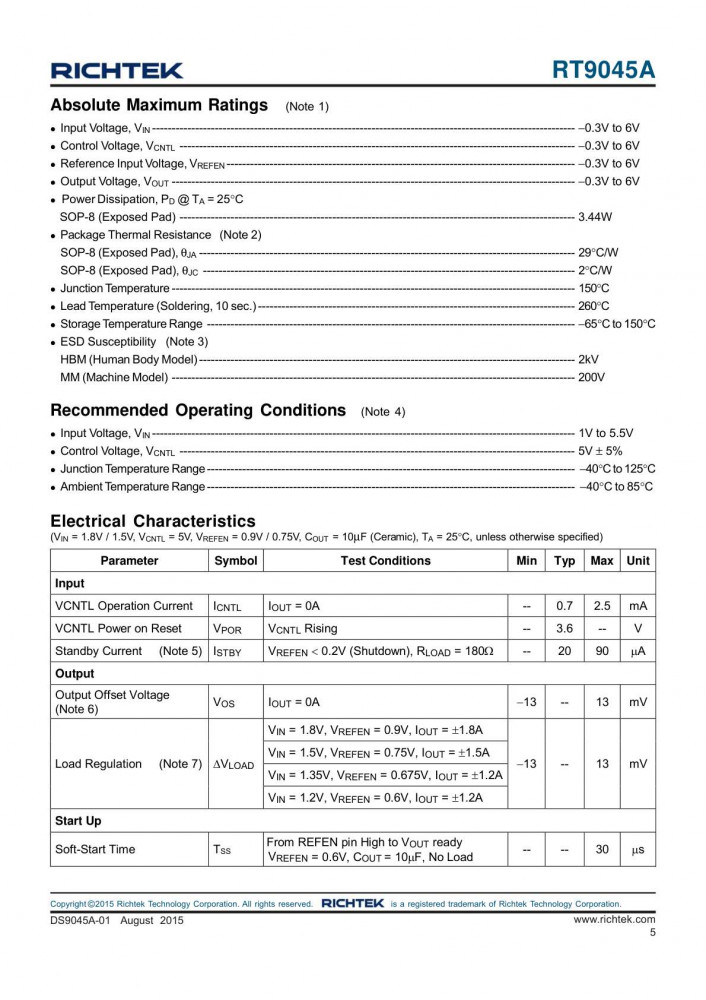 RT9045A datasheet page 5