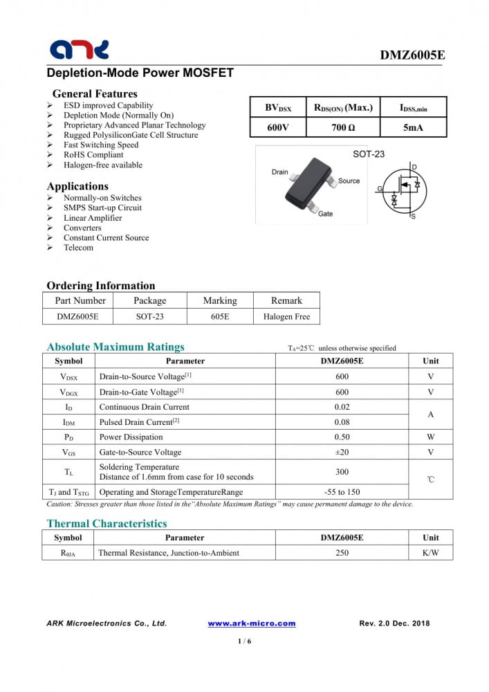 DMZ6005E datasheet page 1