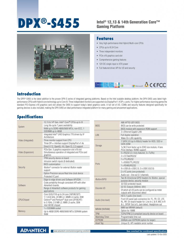 DPX-S455 product document page 1