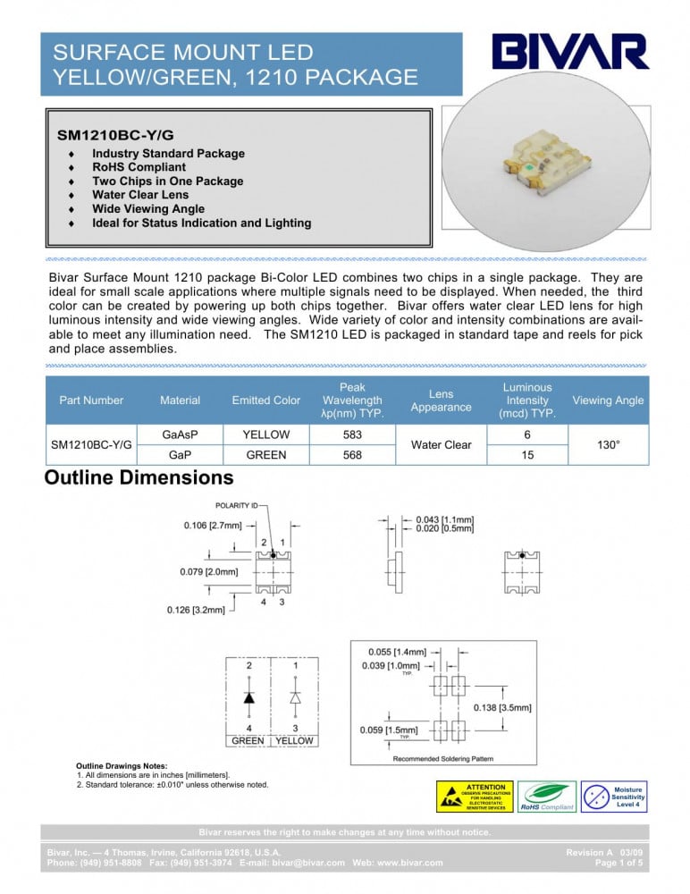 SM1210BC-Y/G datasheet page 1
