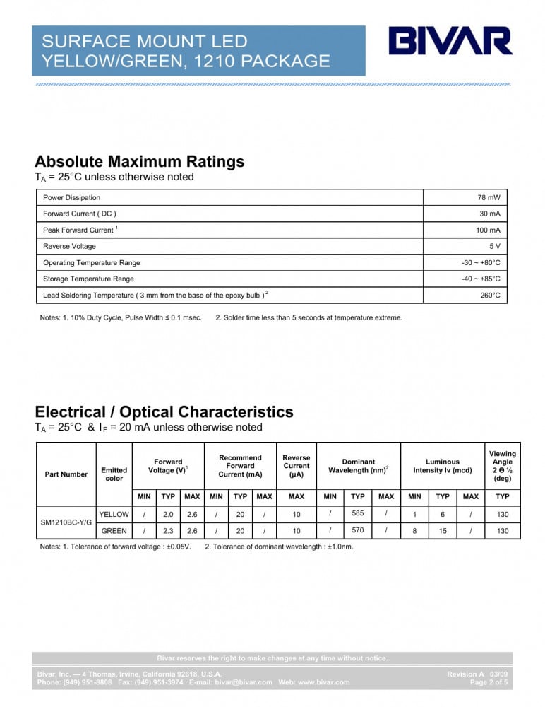 SM1210BC-Y/G datasheet page 2
