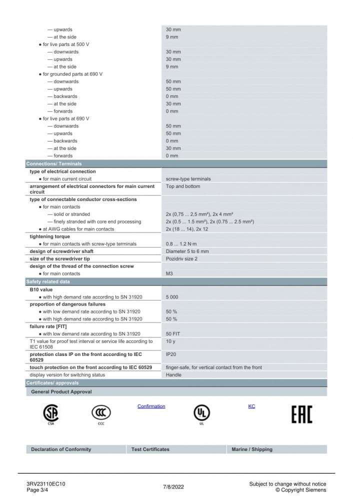 3RV23110EC10 technical document page 3