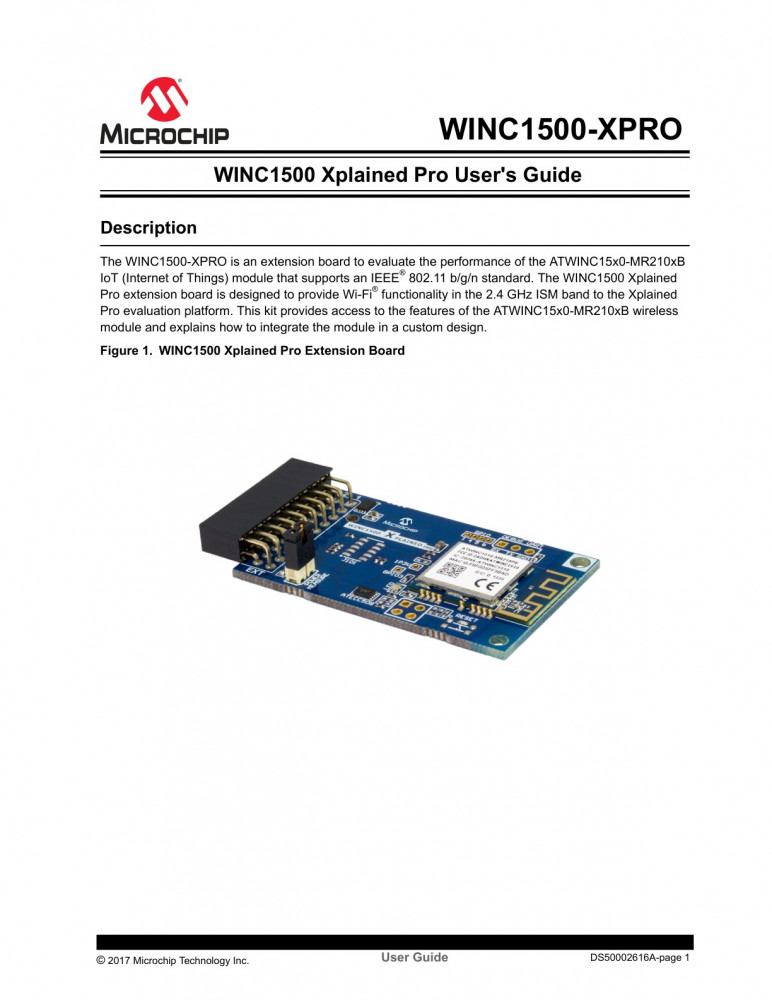WINC1500 Xplained Pro document page 1