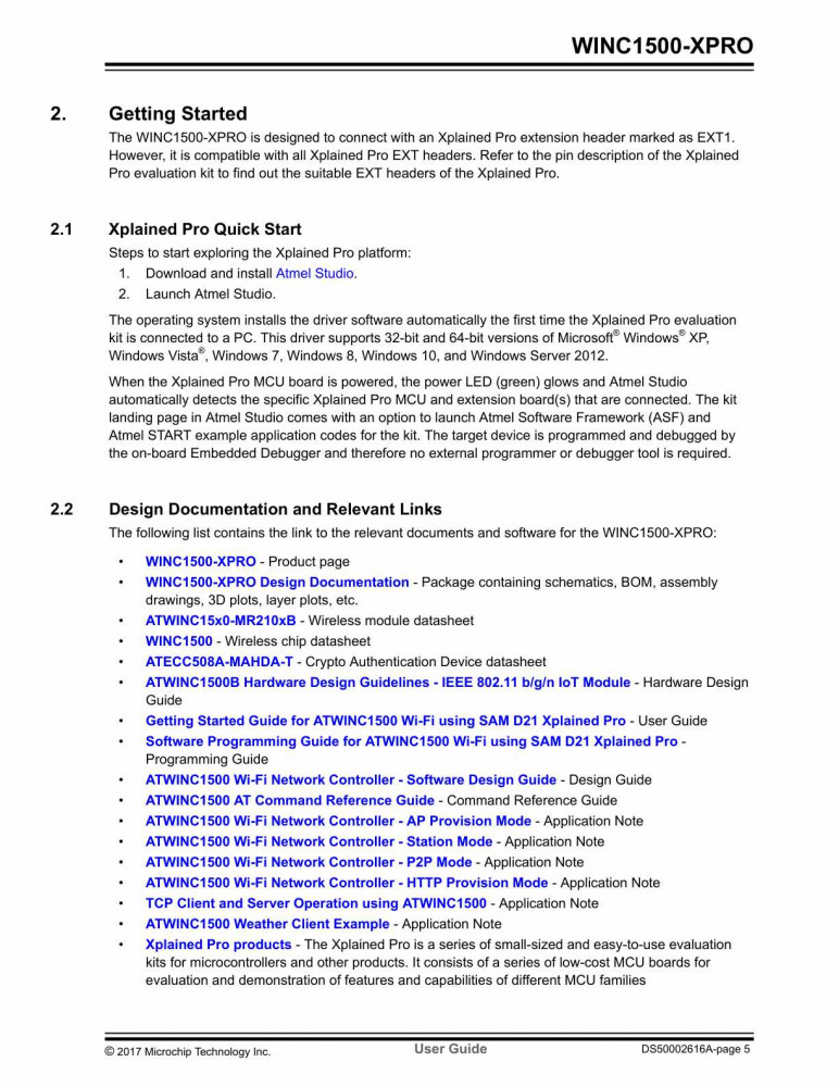 WINC1500 Xplained Pro document page 5