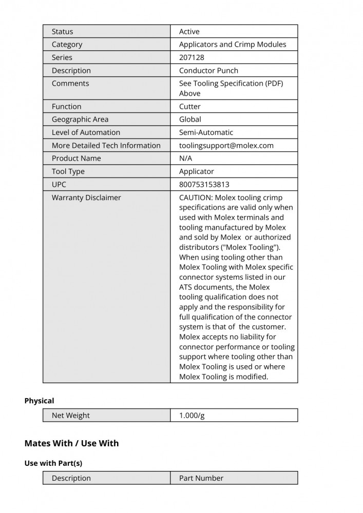 Technical document page 2 for Molex 634441007