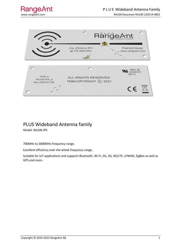 RA100-IPX datasheet page 1