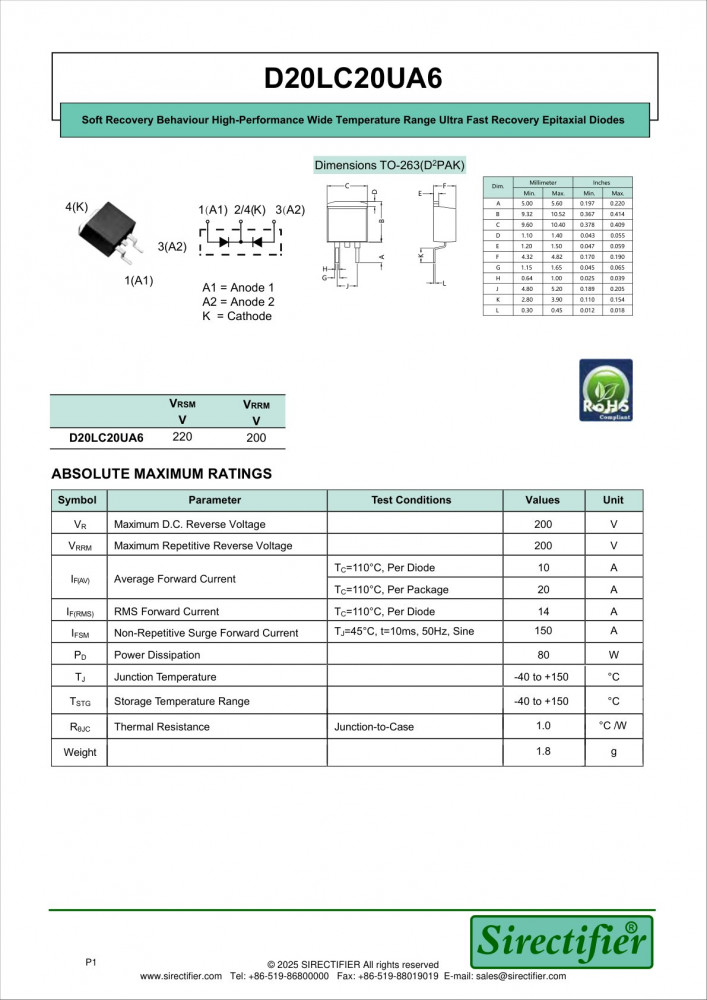 D20LC20UA6 technical document page 1