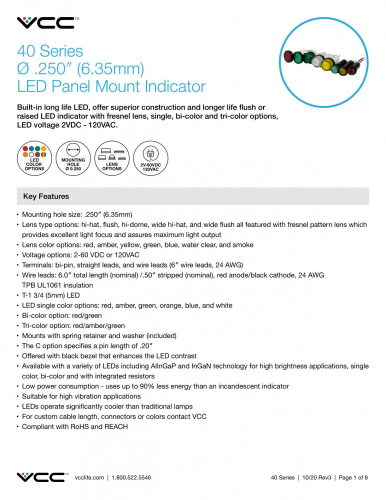 VCC 40 Series datasheet page 1