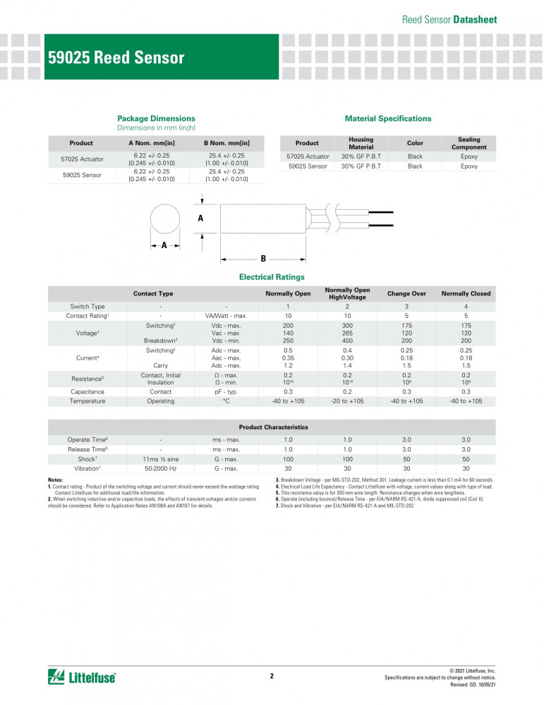 59025 Reed Sensor datasheet page 2