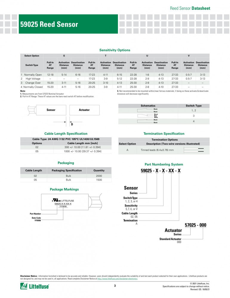 59025 Reed Sensor datasheet page 3