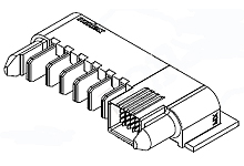 EXTreme Ten60Power Right-Angle Plug with Side Guides, 20 Signal Circuits, Press Fit Tail