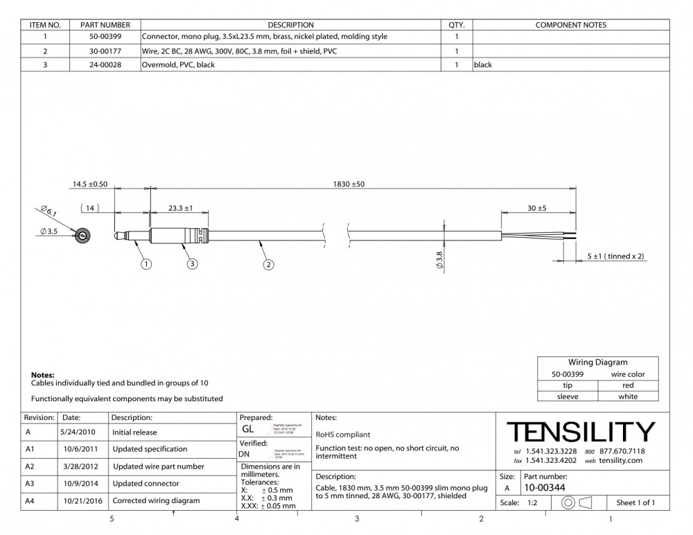 Tensility International model 10-00344 product drawing