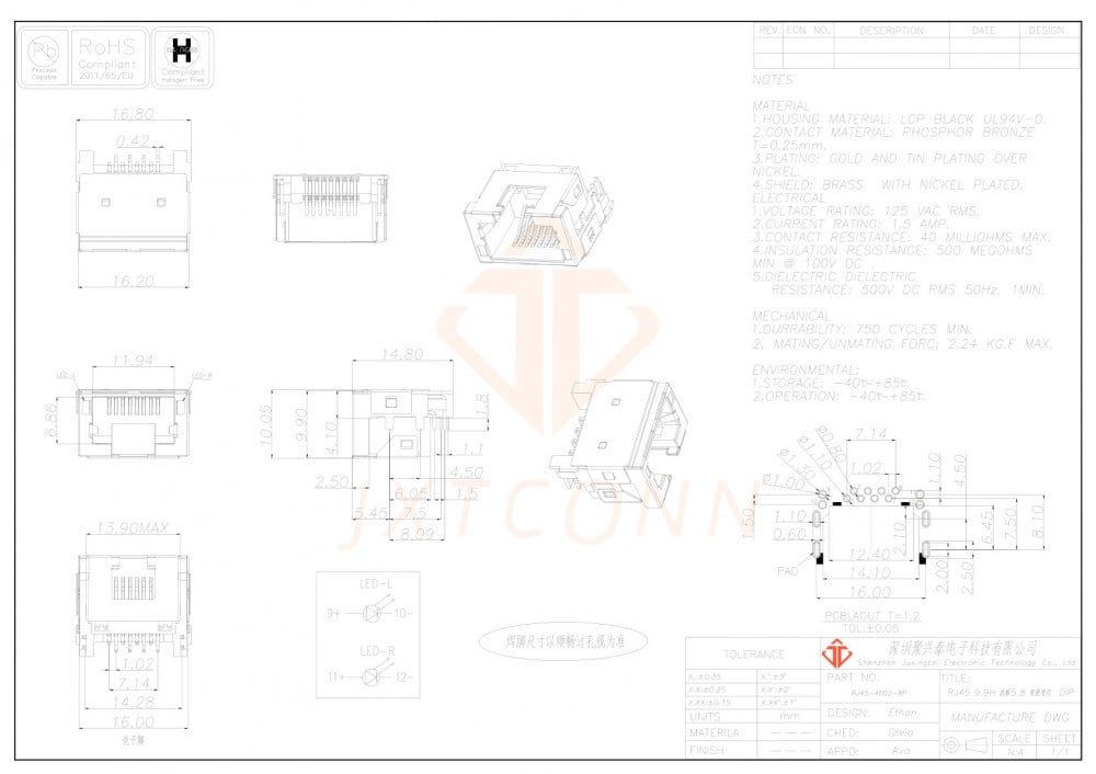 RJ45-4002-8P technical document page 1