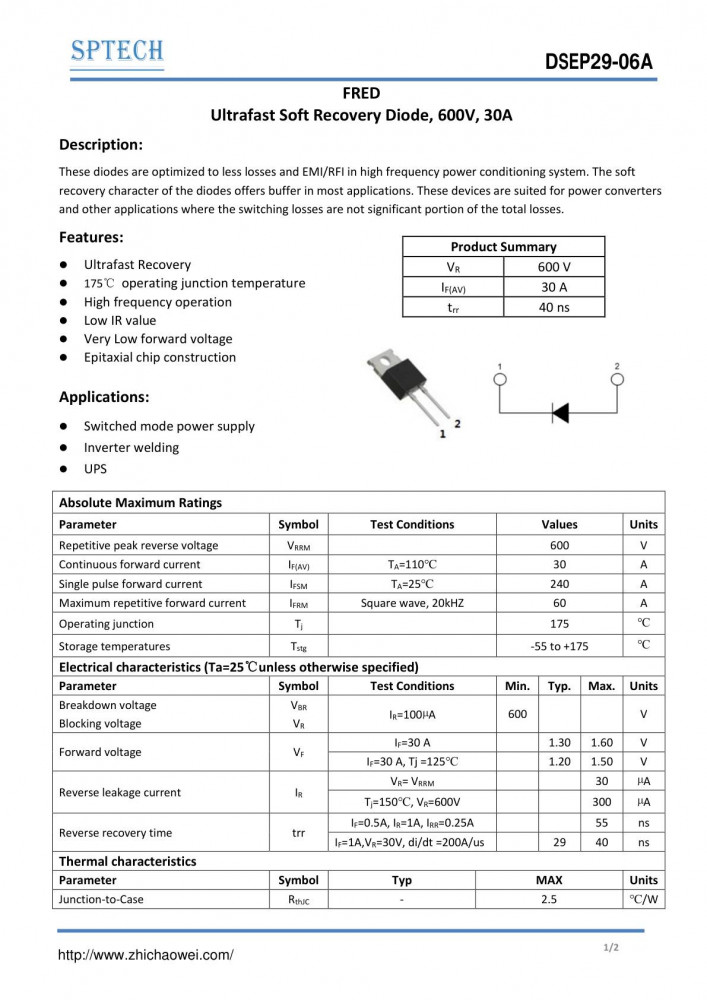 DSEP29-06A datasheet page 1