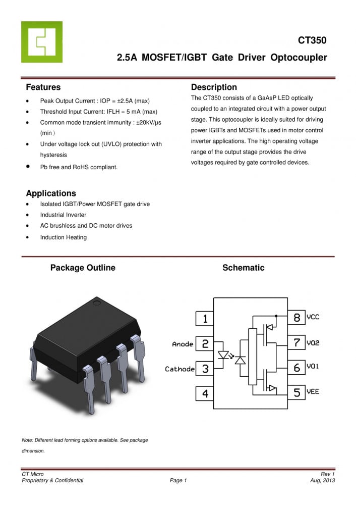 CT350S(T1) datasheet page 1