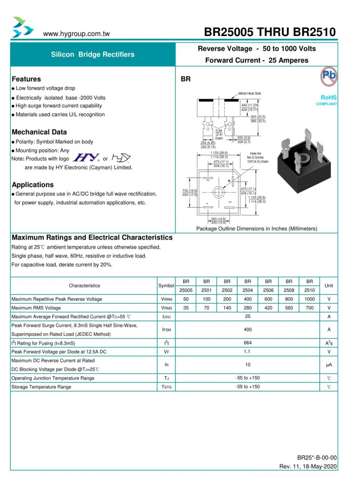 BR2502 datasheet page image 1