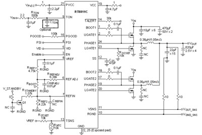 RT8811C - Dual-Phase COT Buck PWM Controller with Dynamic Voltage Control for sale