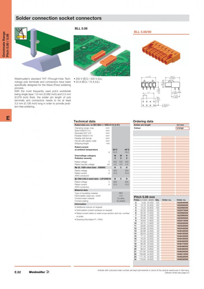 WEIDMULLER BLL 5.08 connector technical document