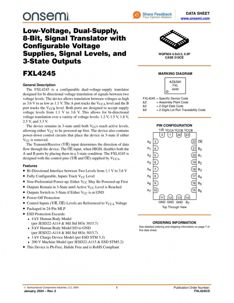 FXL4245 datasheet page 1