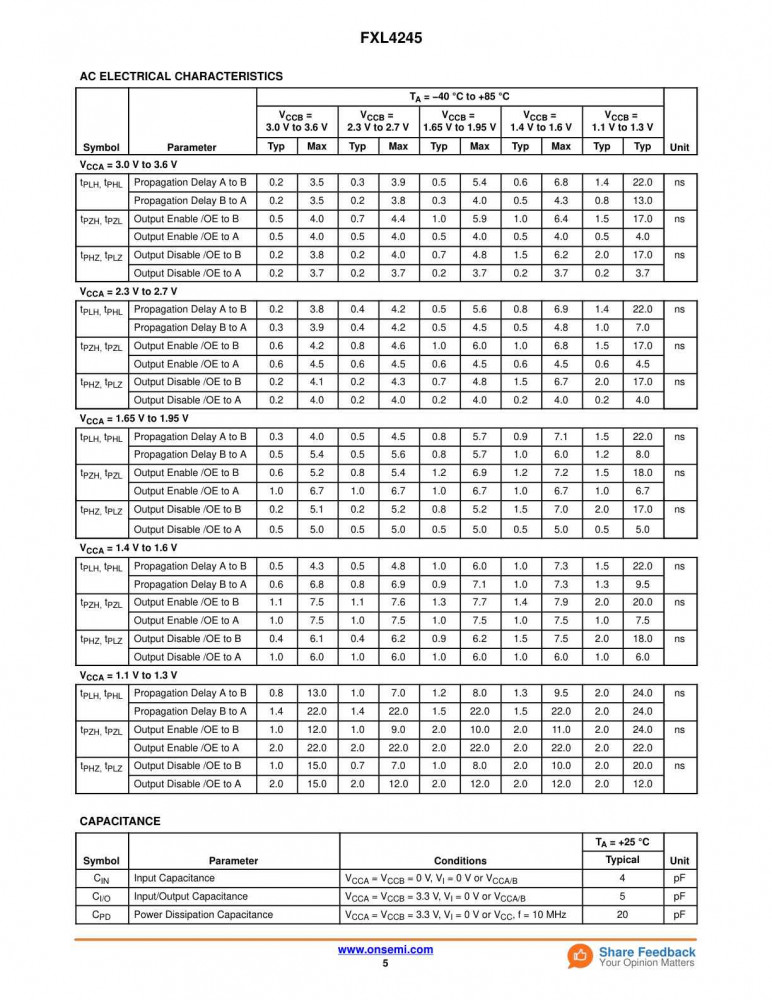 FXL4245 datasheet page 5