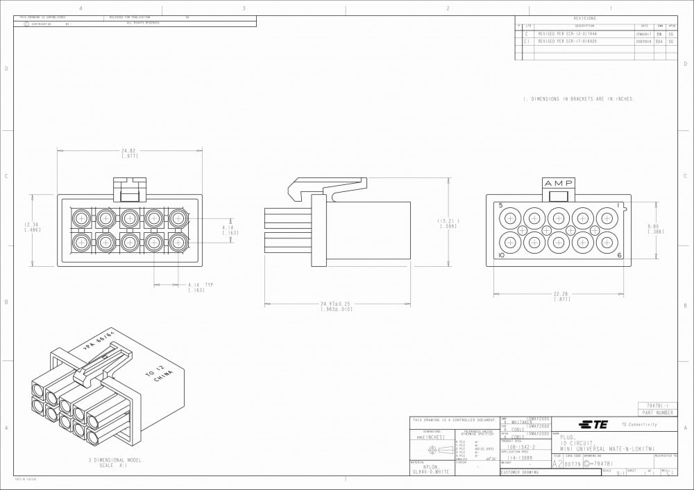 TE Connectivity 794781-1 technical drawing preview