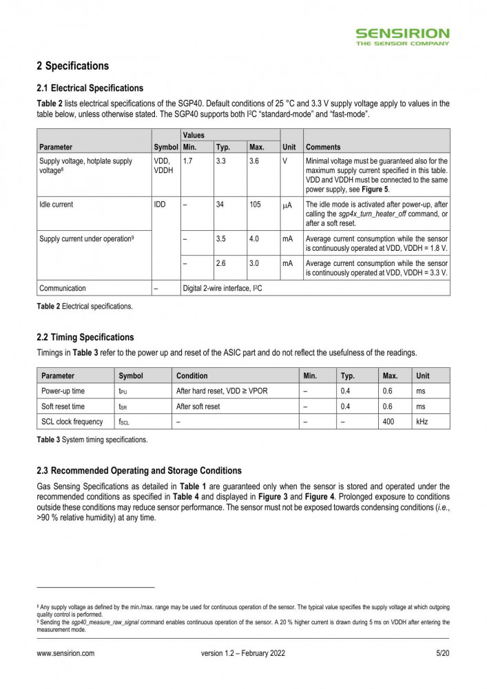SGP40 datasheet page 5