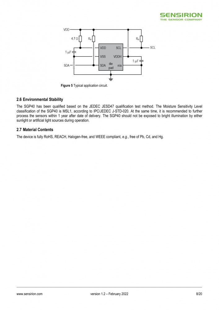 SGP40 datasheet page 8