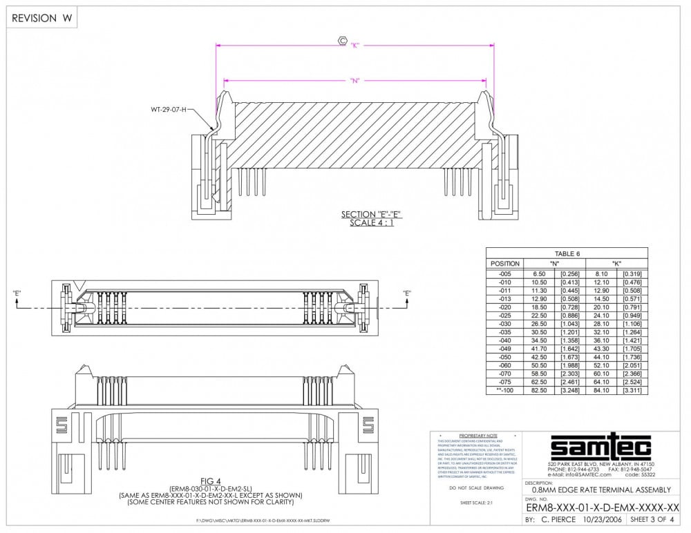 Samtec ERM8 technical drawing page 3