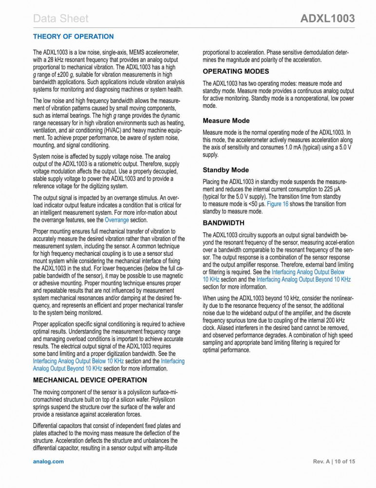 ADXL1003 technical document page 10