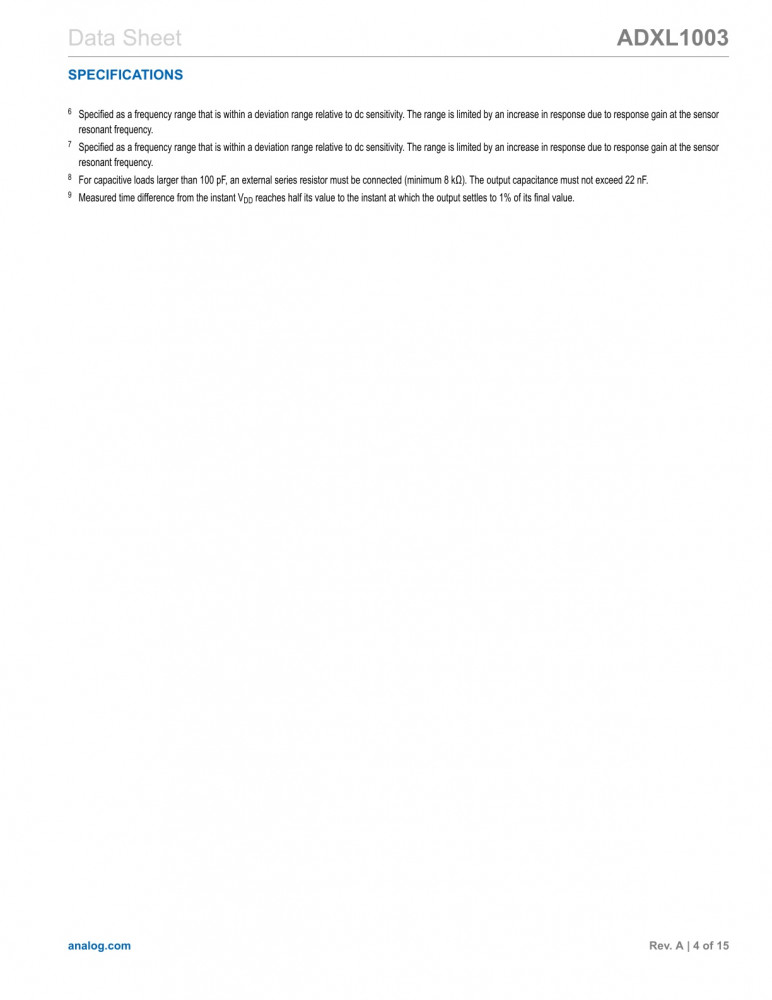 ADXL1003 technical document page 4