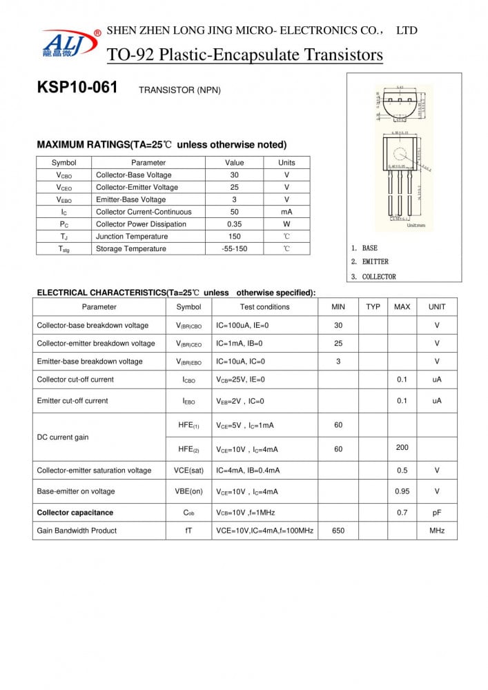 KSP10-061 datasheet page 1