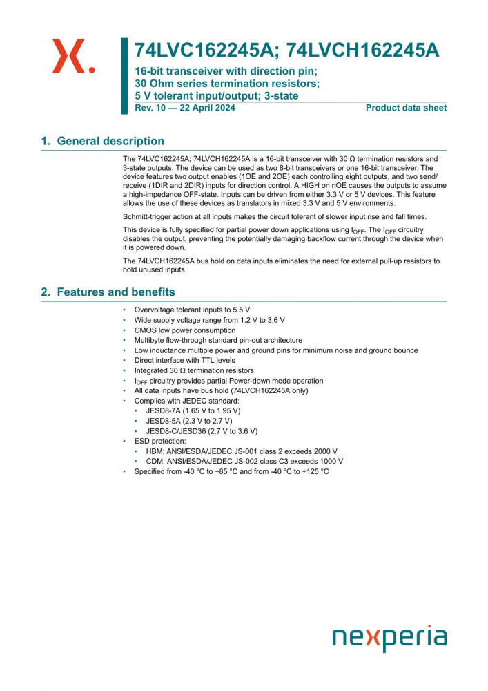 Nexperia datasheet page 1