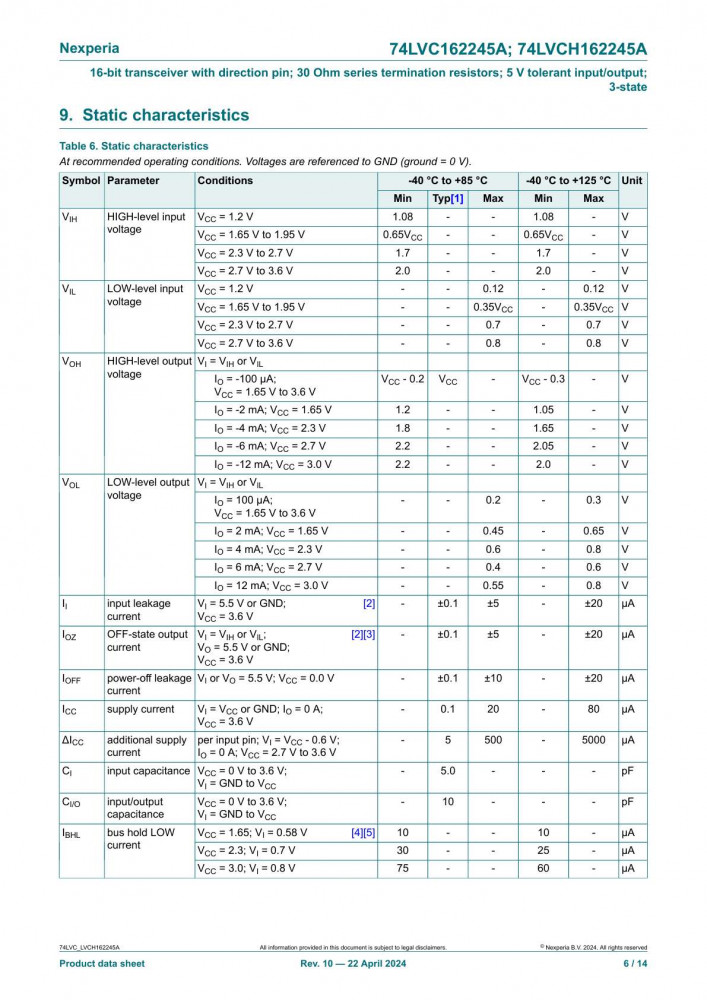 Nexperia datasheet page 6