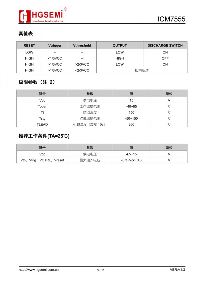 ICM7555M/TR datasheet page 3