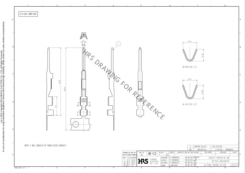 HRS GT10-2022PCF technical drawing